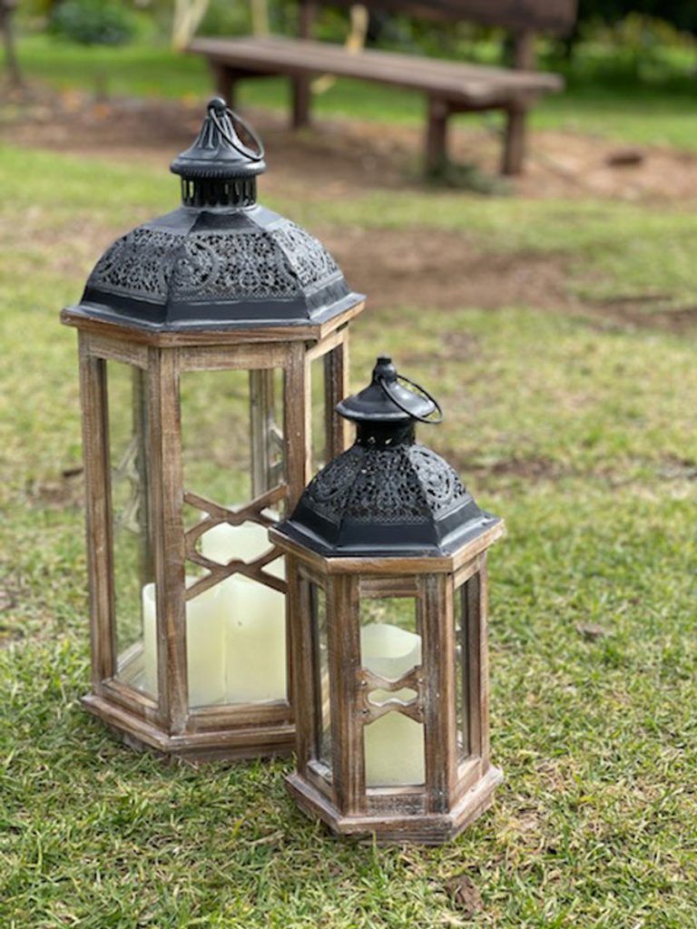 Rustic wooden lanterns - Lukes Barrel Hire Perth