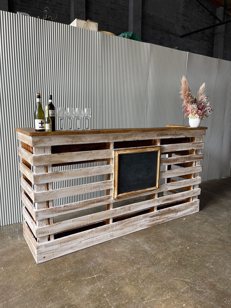 White wash pallet bar - Lukes Barrel Hire Perth